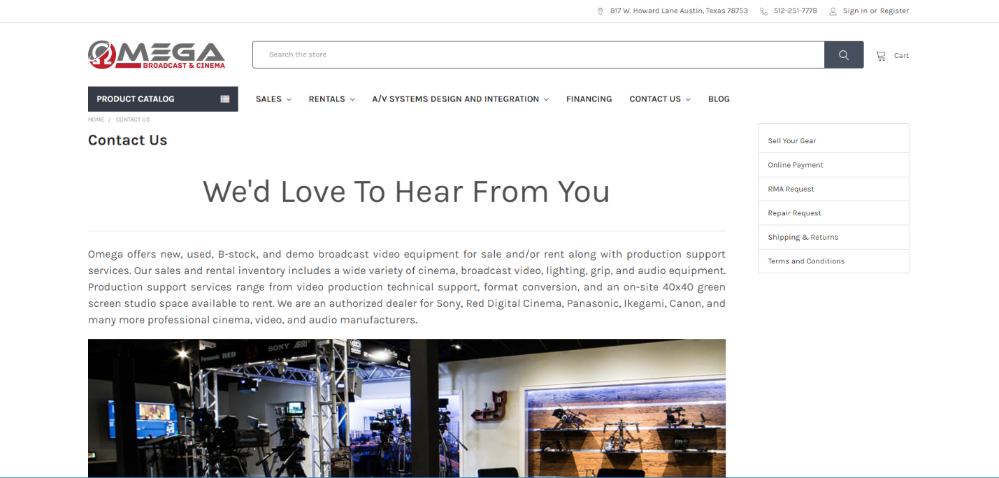 New and Improved - Omega's New Website - Omega Broadcast & Cinema